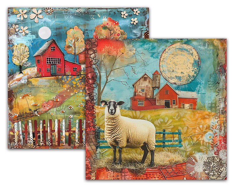 Whimsical Farm Digital Papers, Printable Journal Pages, Instant ...