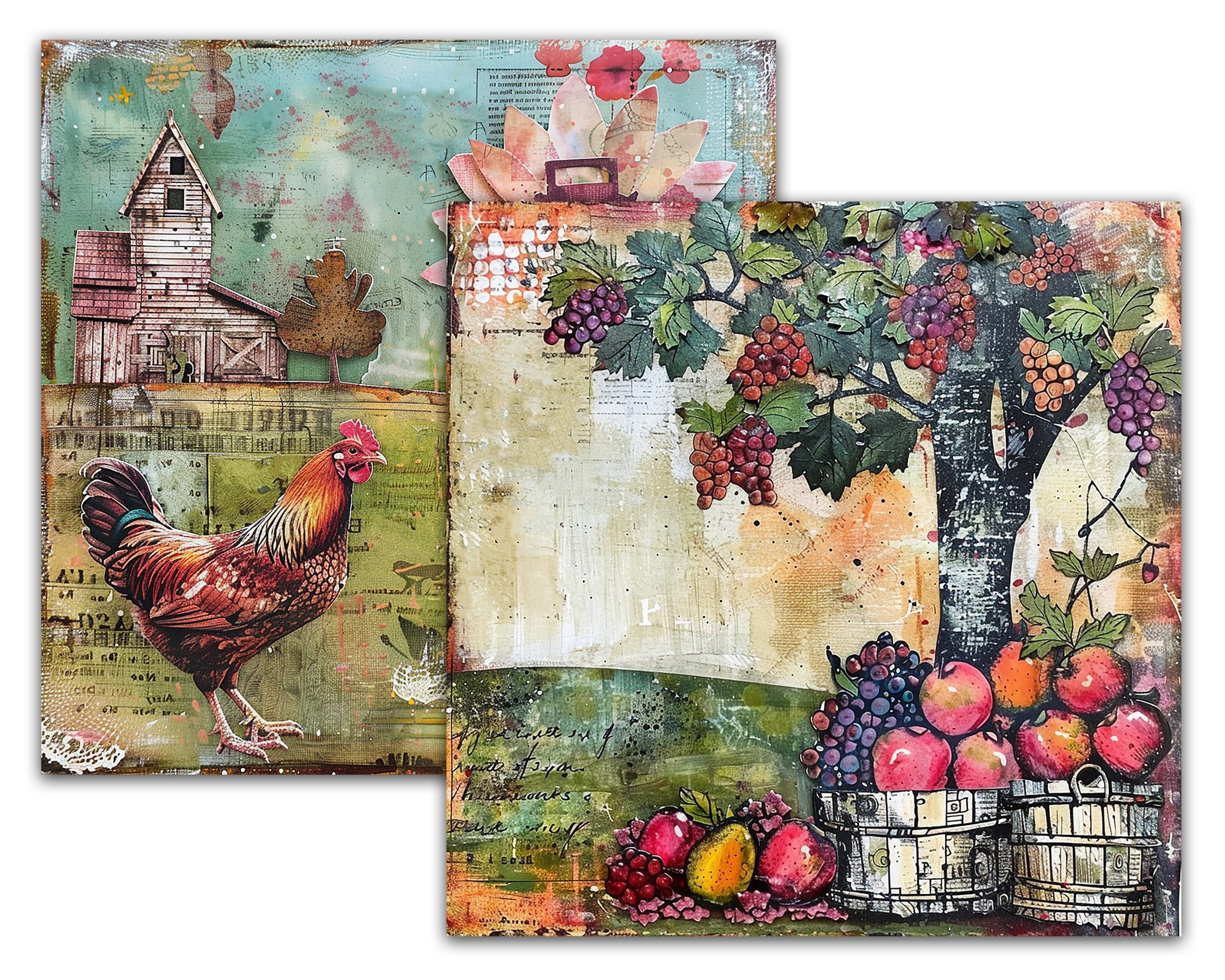 Whimsical Farm Digital Papers, Printable Journal Pages, Instant ...