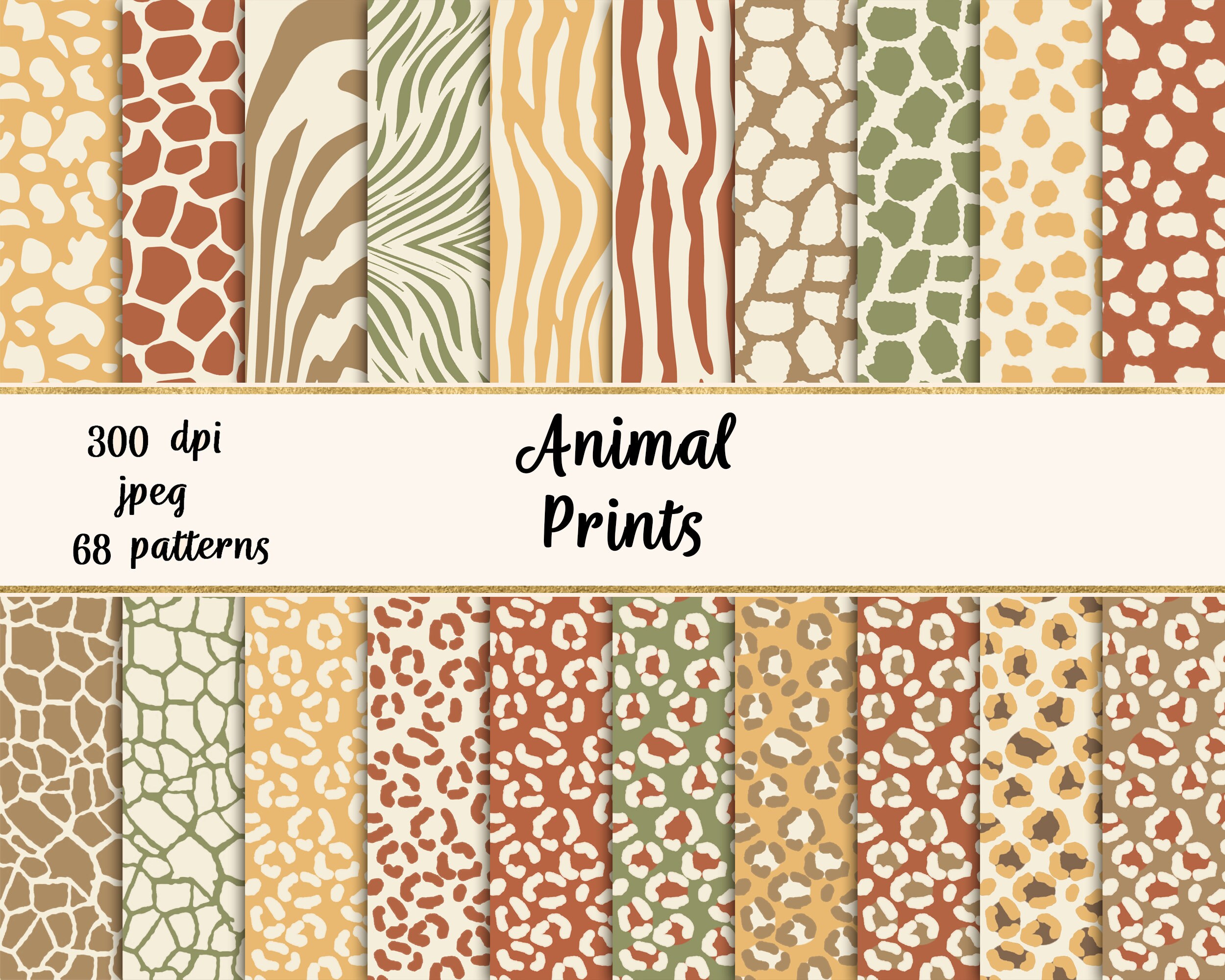 Animal Prints Digital Paper Pack - Etsy