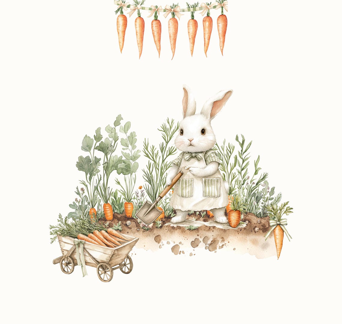 Carrot Easter Watercolor Clipart Set | Easter Bunnies PNG Bundle - Etsy