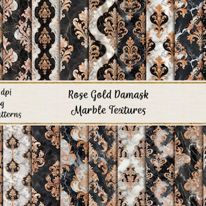 Rose Gold and Marble Damask Seamless Patterns - Etsy