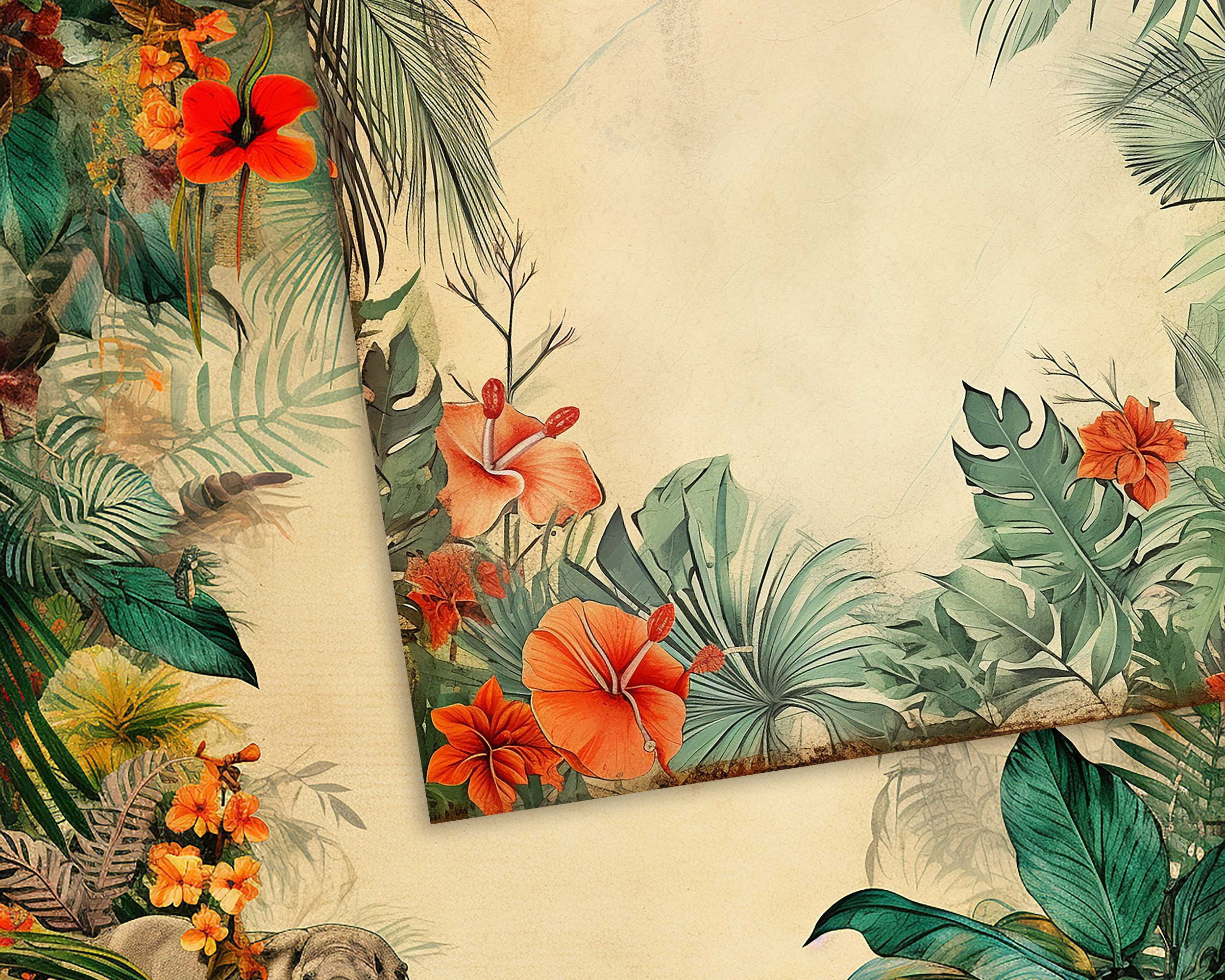 Vintage Tropical Jungle Borders Digital Papers - Etsy
