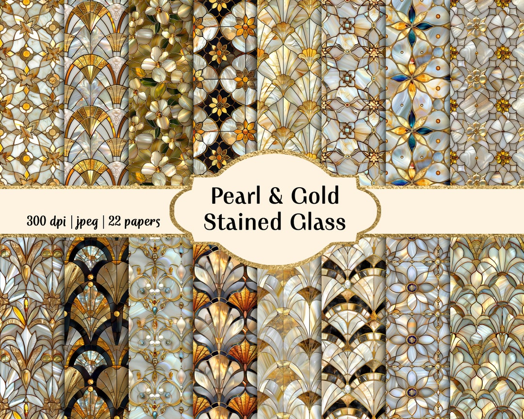 Pearl and Gold Stained Glass Seamless Textures, Commercial Use - Etsy