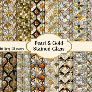 Pearl and Gold Stained Glass Seamless Textures, Commercial Use - Etsy