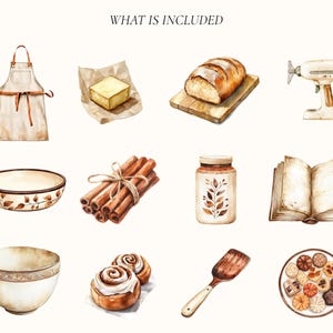 Watercolor Autumn Baking Clipart: Pumpkin Spice Kitchen Graphics (PNG ...