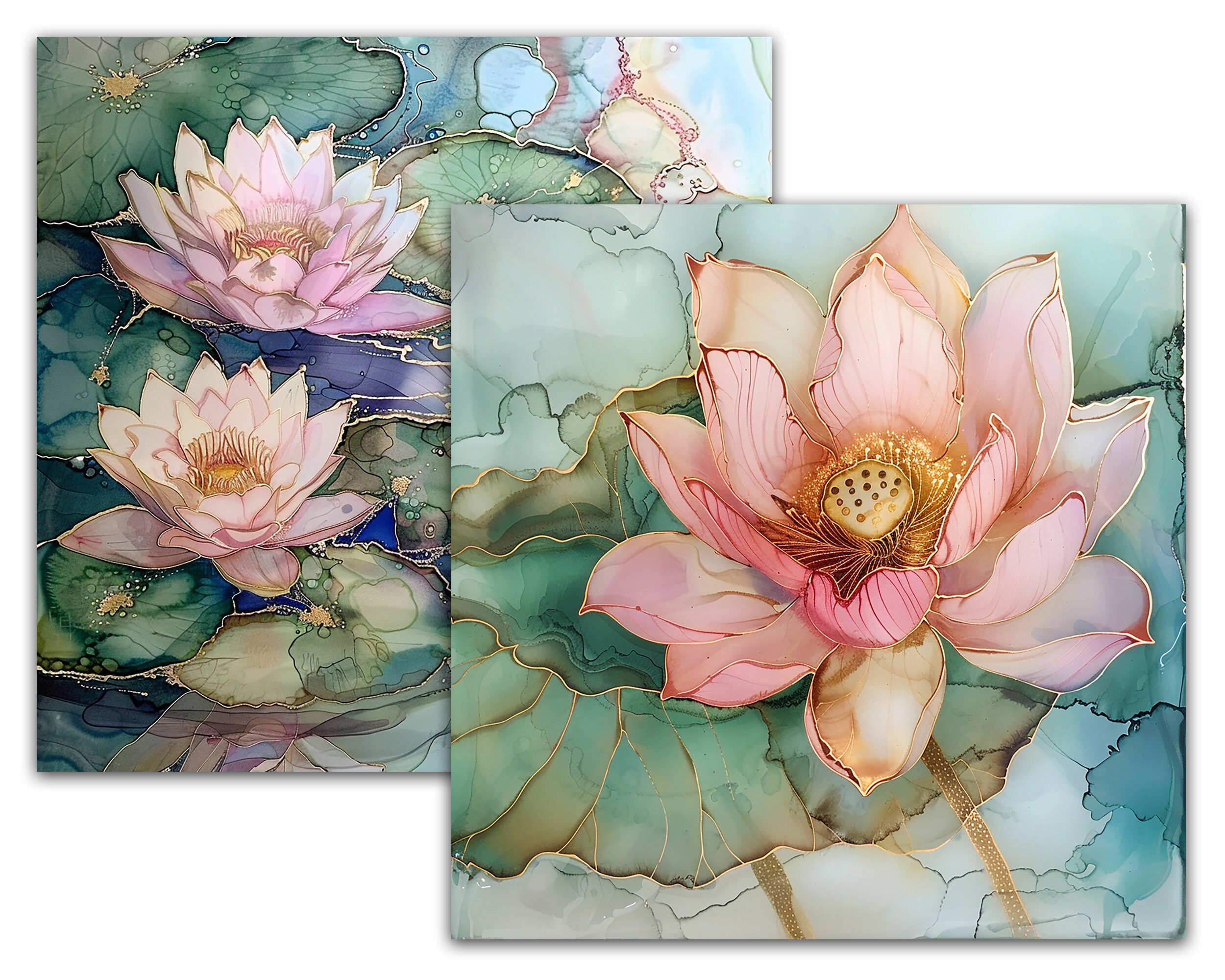 Lily Pond Alcohol Ink Art, Commercial Use Digital Papers - Etsy