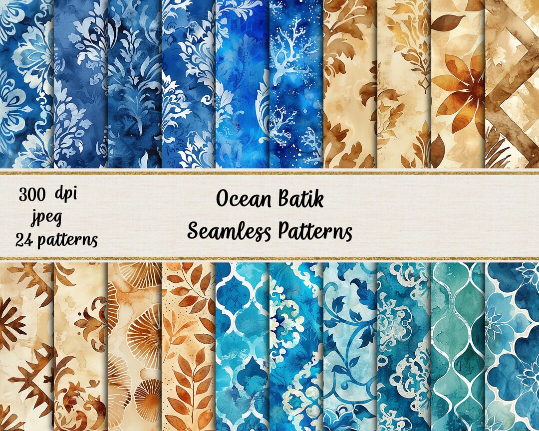 Ocean Batik Seamless Patterns - Etsy