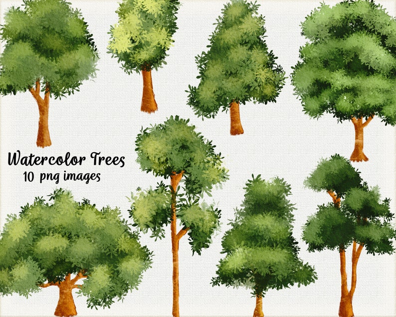 Watercolor Trees Clipart - Etsy