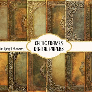 Gold Celtic Frames Digital Papers, Scrapbook Paper (digital Download ...