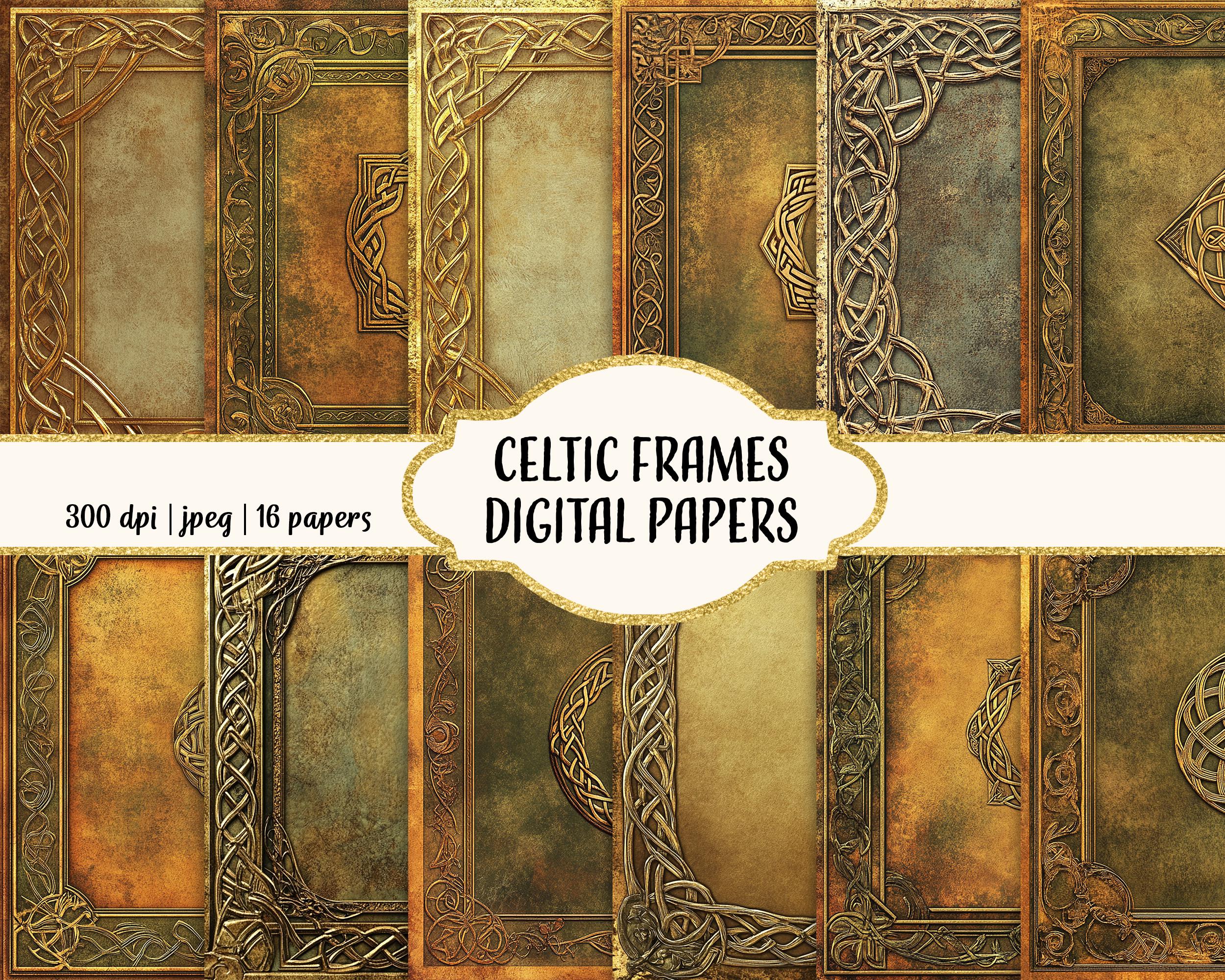 Gold Celtic Frames Digital Papers, Scrapbook Paper (digital Download ...