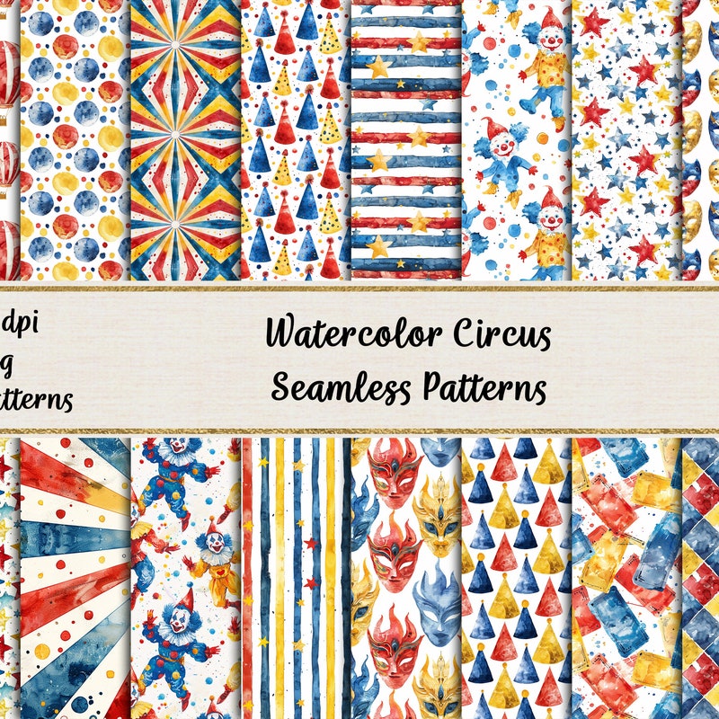 Circus Digital Paper - Etsy