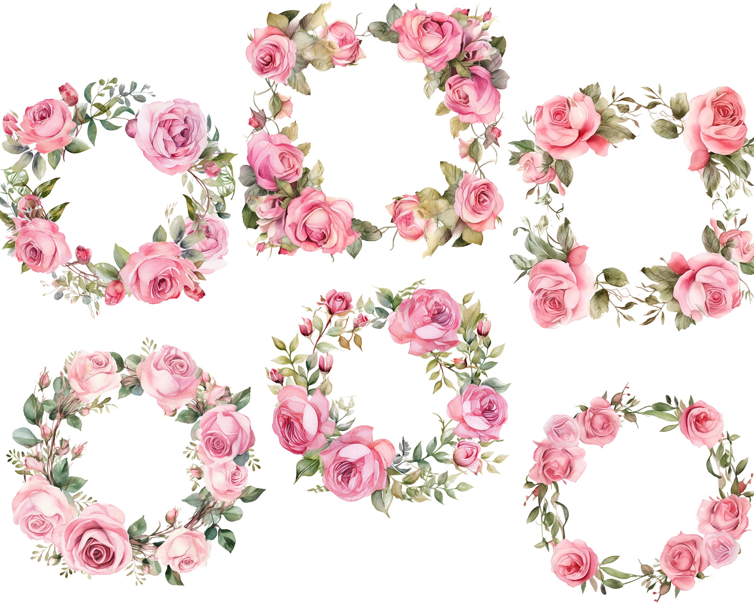 Watercolor Vintage Pink Roses Clipart - Etsy