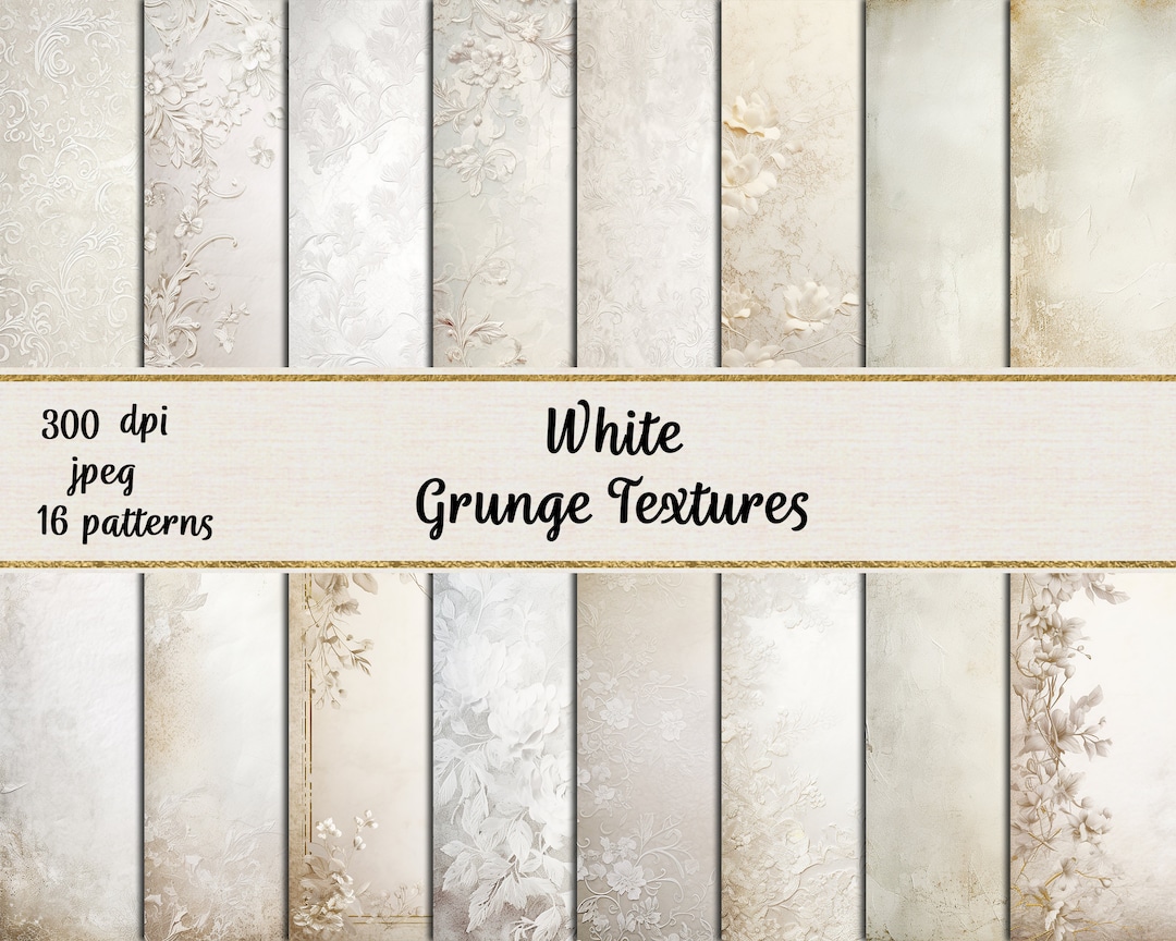 White Grunge Textures, Printable Scrapbook Paper, Instant Download ...