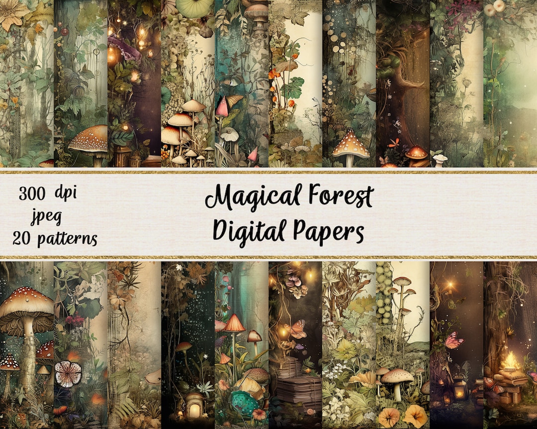 Magical Forest Digital Papers - Etsy