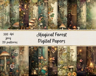 Magical Forests Digital Papers Fantasy, Ornate Borders, Printable ...