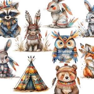 Watercolor Cute Tribal Animals Clipart, Commercial Use - Etsy