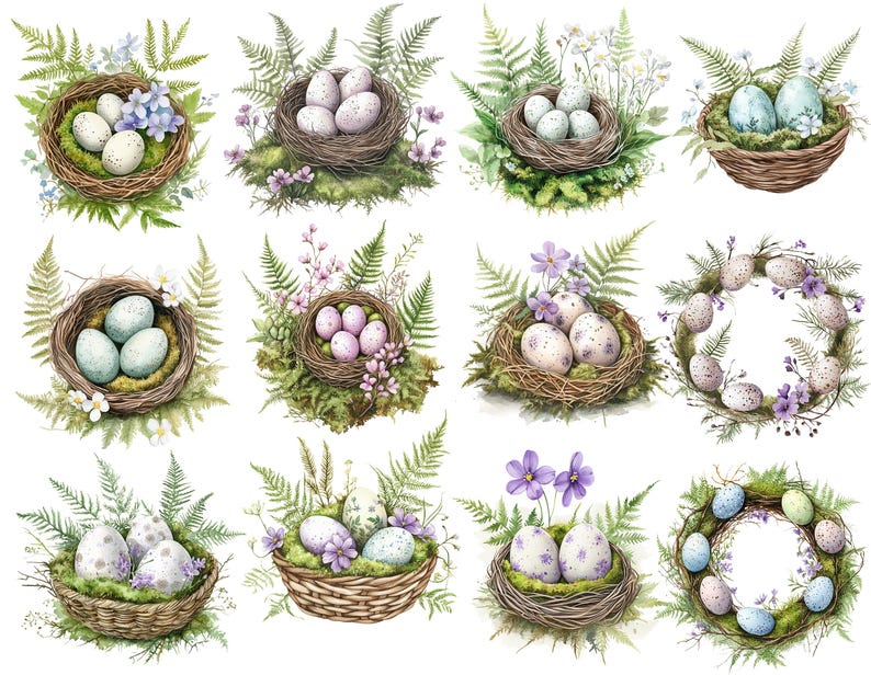 Watercolor Spring Birds and Nests Clipart (PNG Digital Download) - Etsy