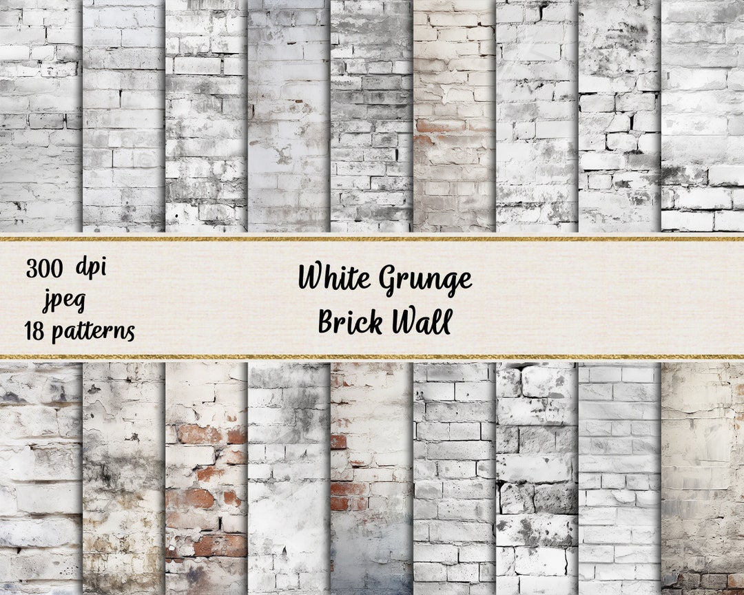 White Grunge Brick Wall Digital Papers - Etsy