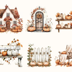 Cottagecore Autumn Clipart: Watercolor Fall Illustrations (PNG) - Etsy
