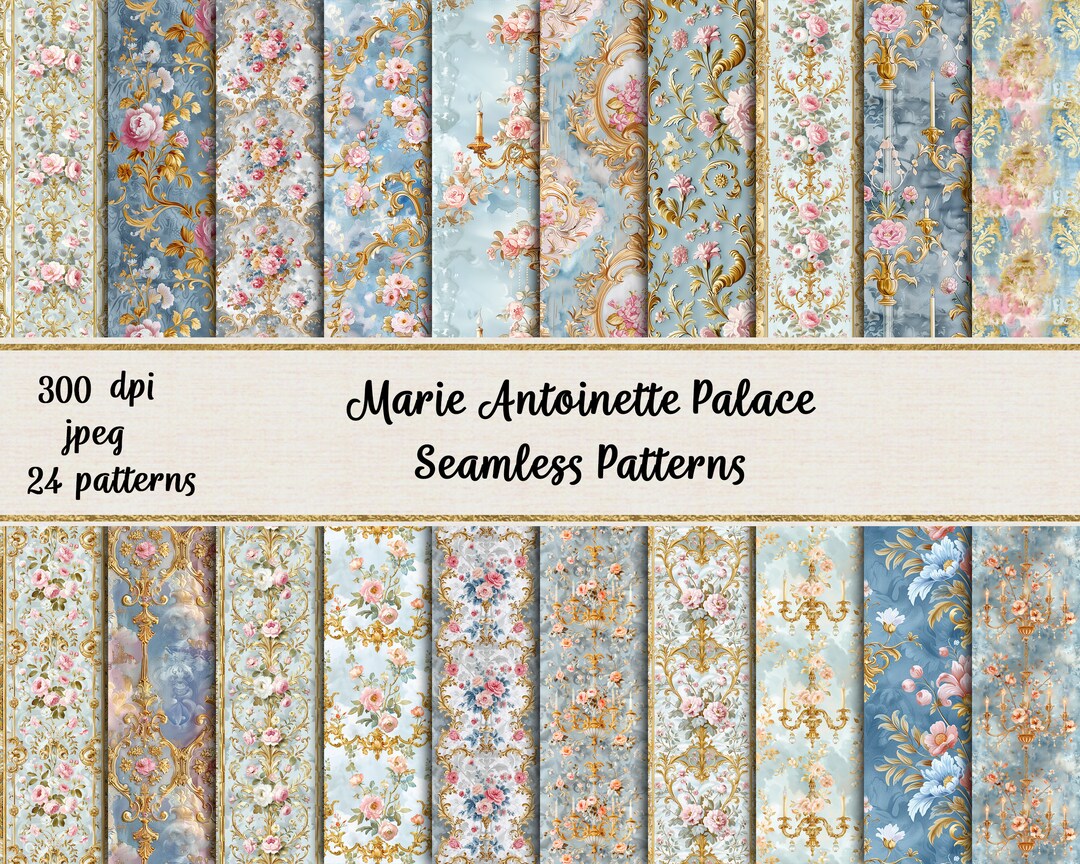 Watercolor Marie Antoinette Palace Wallpaper, Printable Seamless ...