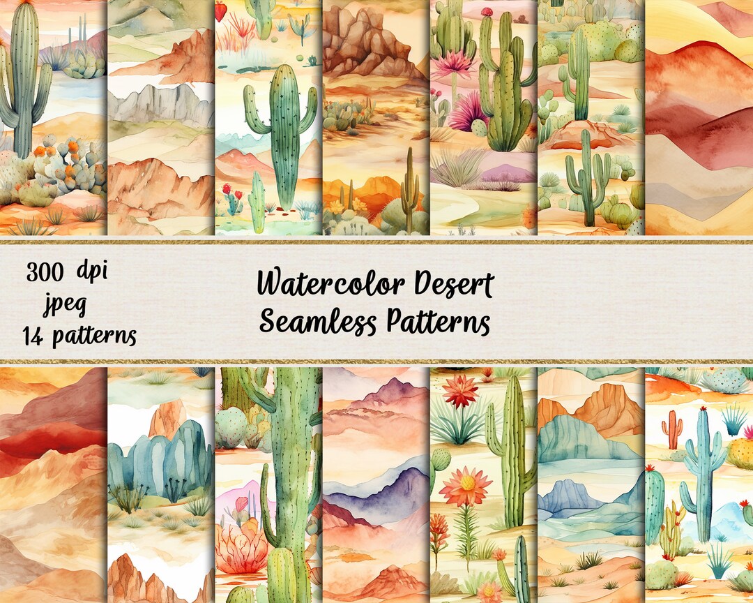 Watercolor Desert Seamless Patterns - Etsy
