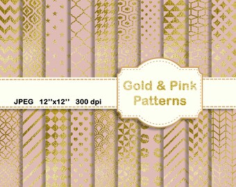 Pink and Gold Glam Digital Paper Seamless Gold and Blush Pink - Etsy
