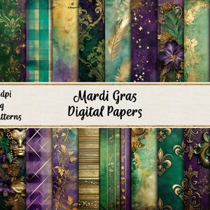Mardi Gras Digital Papers, Printable Scrapbook Paper, Commercial Use - Etsy