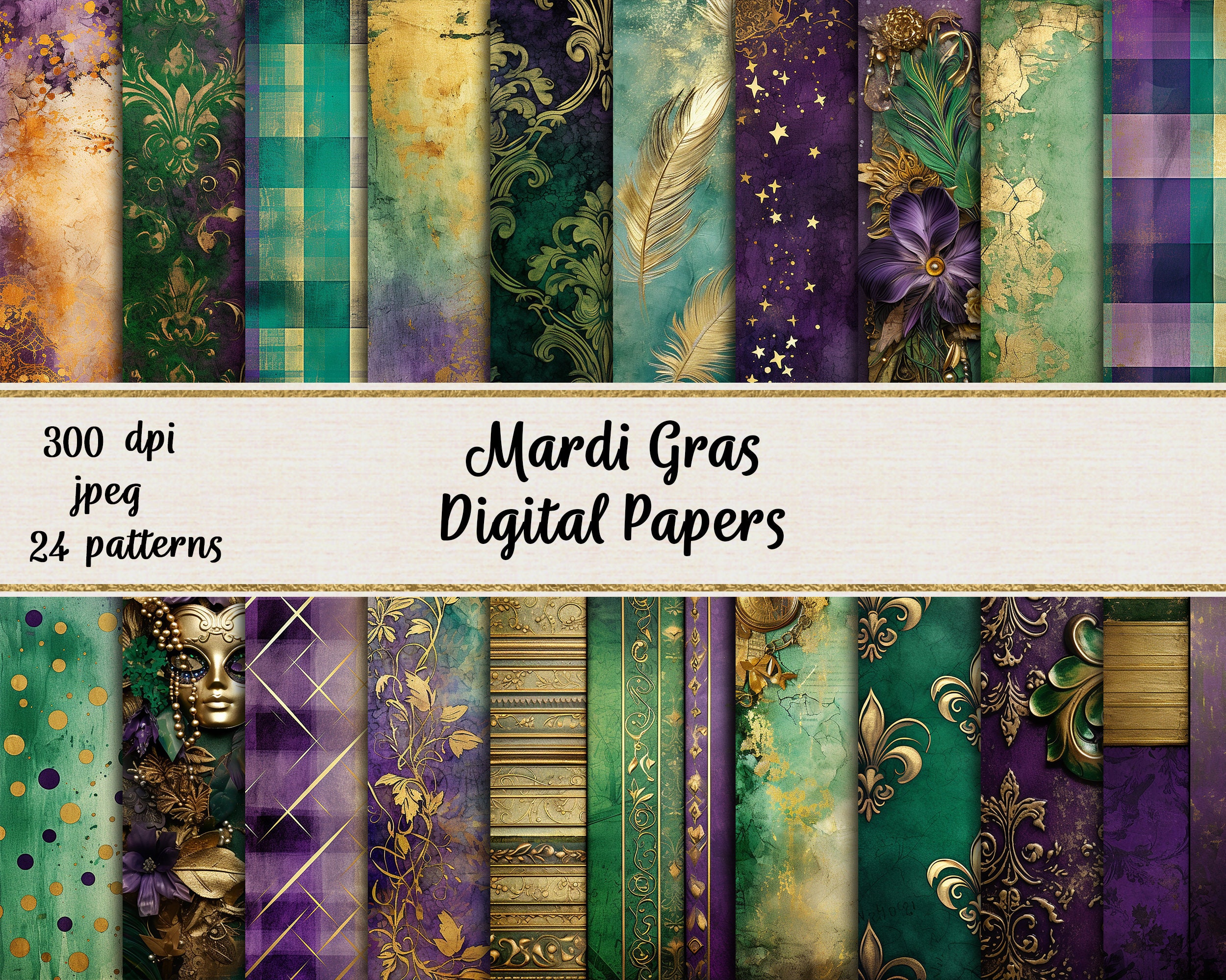 Mardi Gras Digital Papers - Etsy