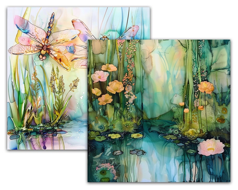 Lily Pond Alcohol Ink Art, Commercial Use Digital Papers - Etsy