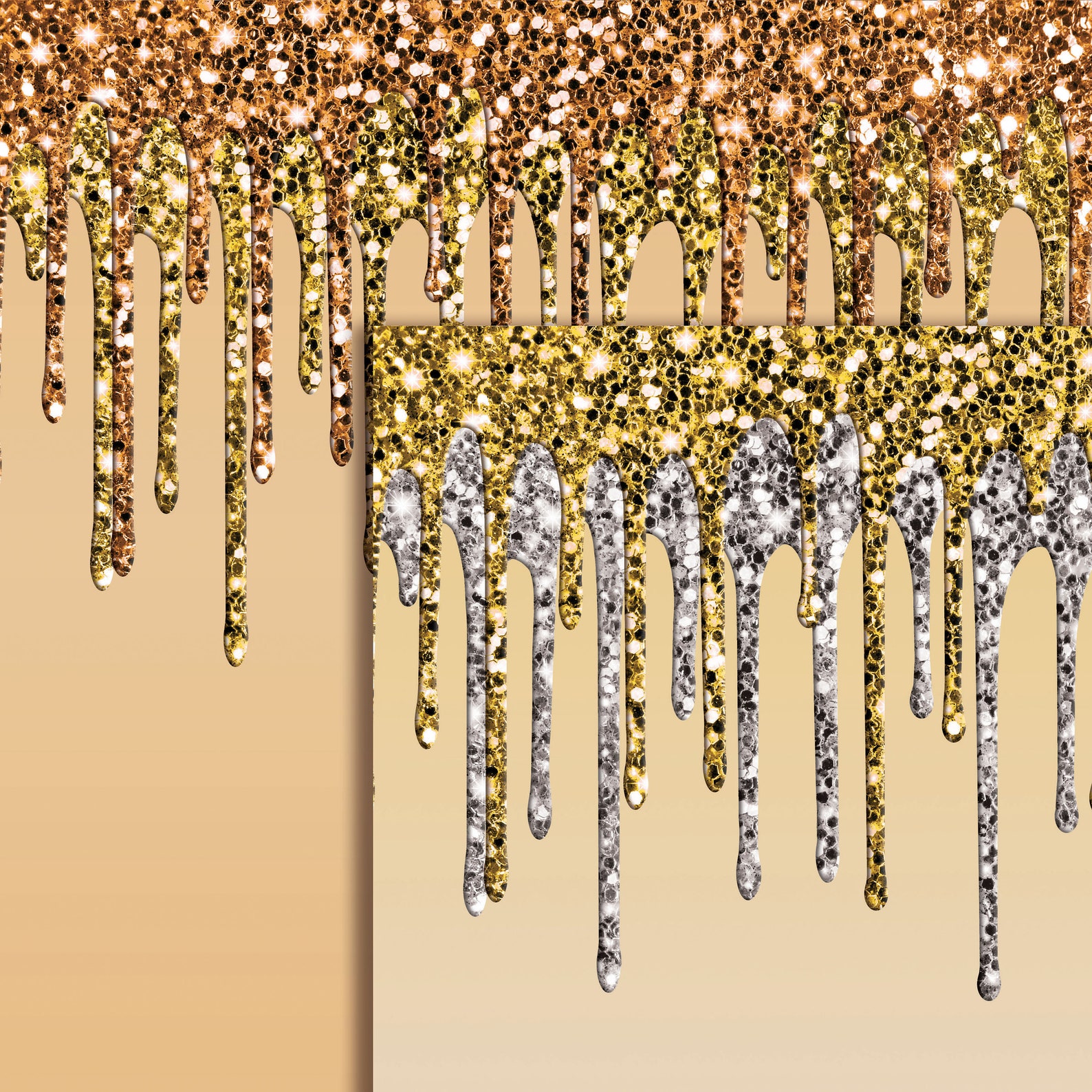 Metallic Drips Digital Papers - Etsy