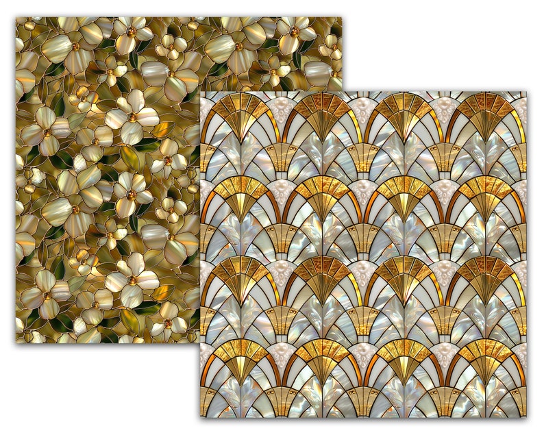 Pearl and Gold Stained Glass Seamless Textures, Commercial Use - Etsy