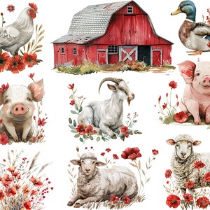 Watercolor Farm Animals Clipart - Etsy