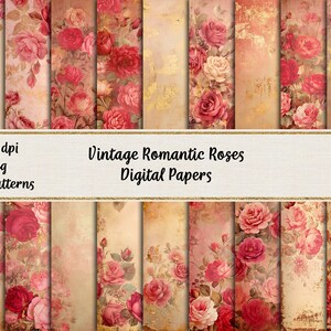 Vintage Romantic Roses Digital Papers - Etsy