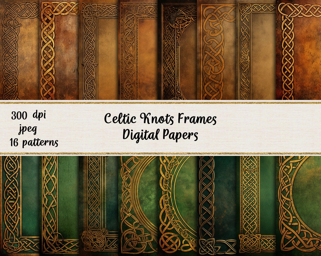 Gold Celtic Knots Frames, Printable Scrapbook Paper, Instant Download ...