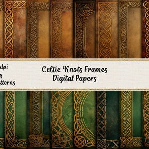 Gold Celtic Knots Frames, Printable Scrapbook Paper, Instant Download ...