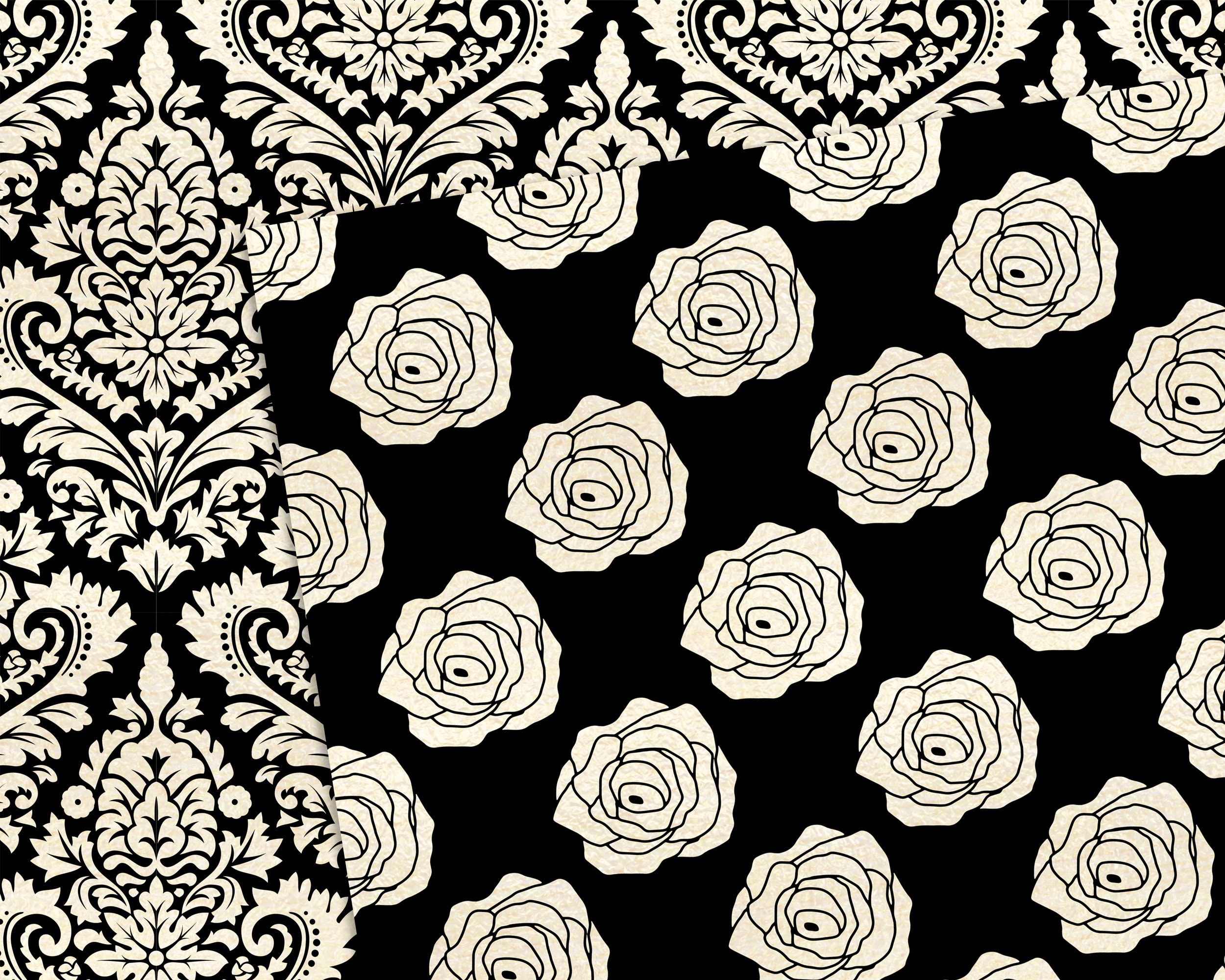 Black and Ivory Patterns - Etsy