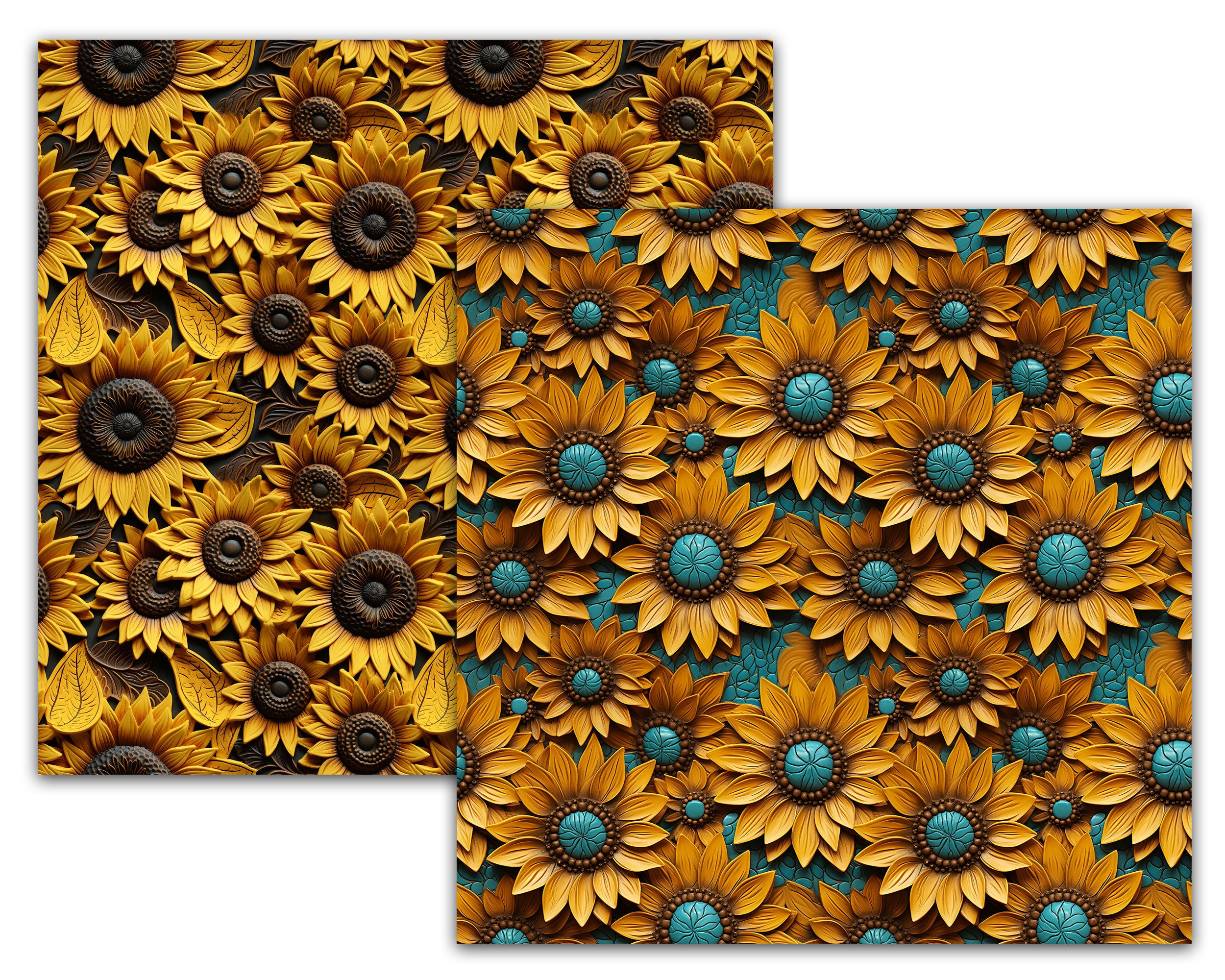 Carved Leather Sunflowers, Seamless Textures, Commercial Use - Etsy