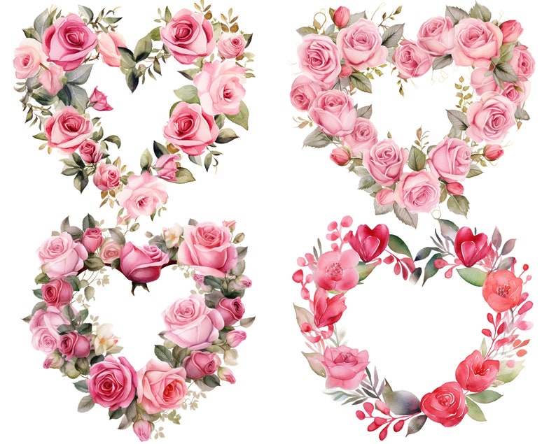 Watercolor Vintage Pink Roses Clipart - Etsy