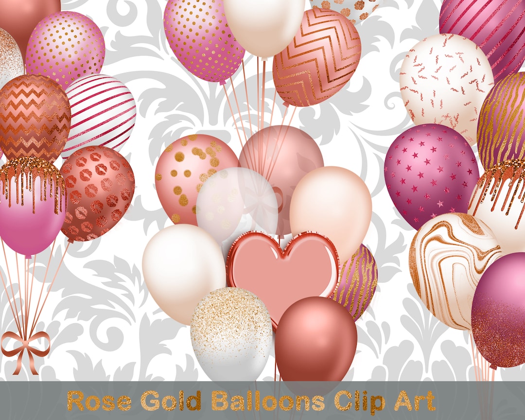 Rose Gold Balloons Clip Art - Etsy