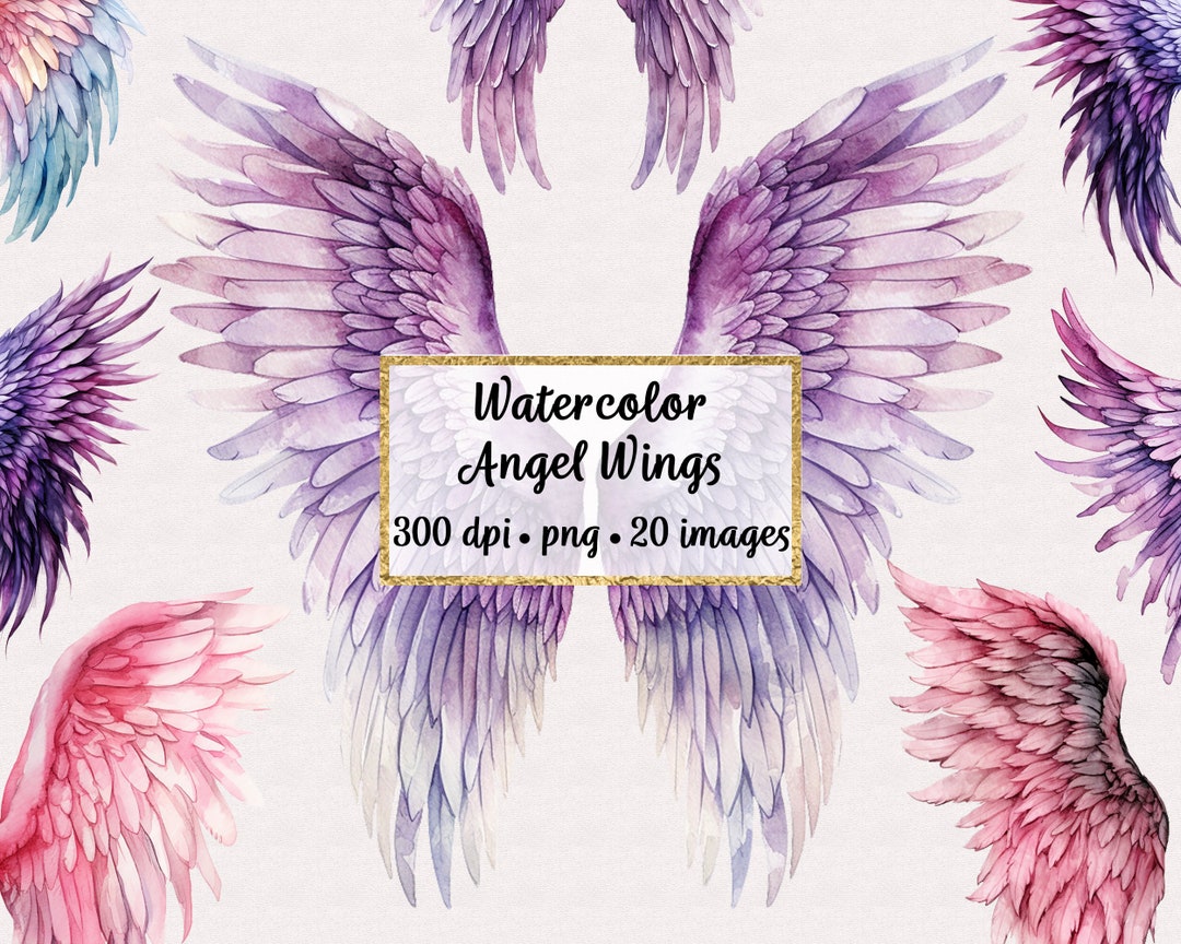 Watercolor Angel Wings Clipart - Etsy