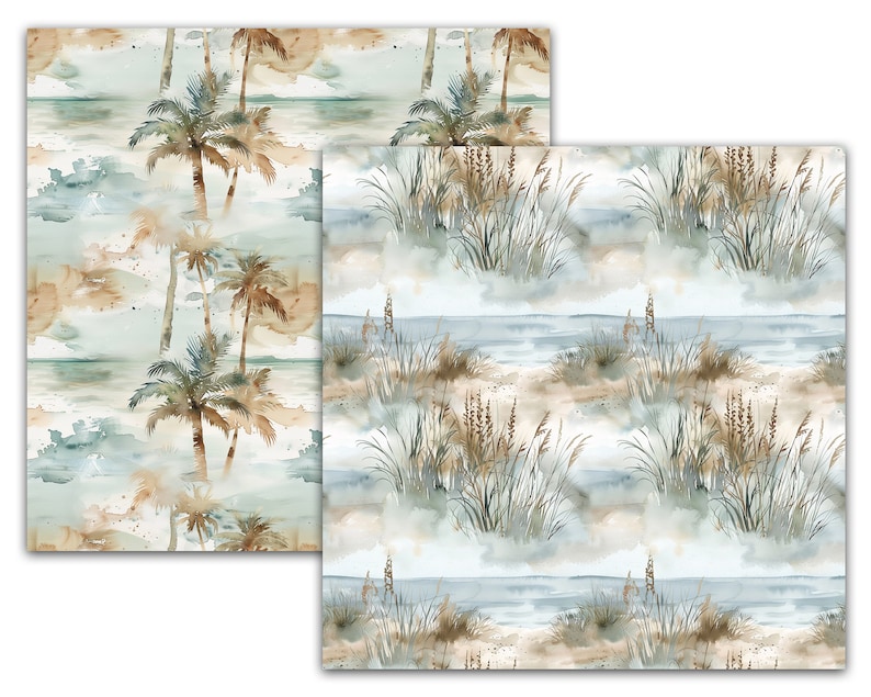 Watercolor Beach Seamless Patterns, Commercial Use - Etsy
