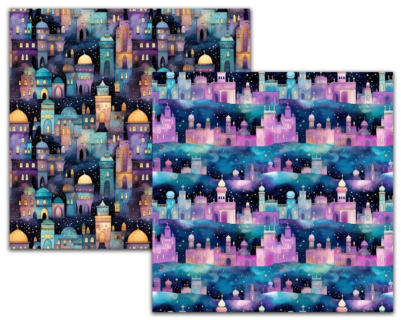Watercolor Arabian Nights Seamless Patterns Digital Papers - Etsy