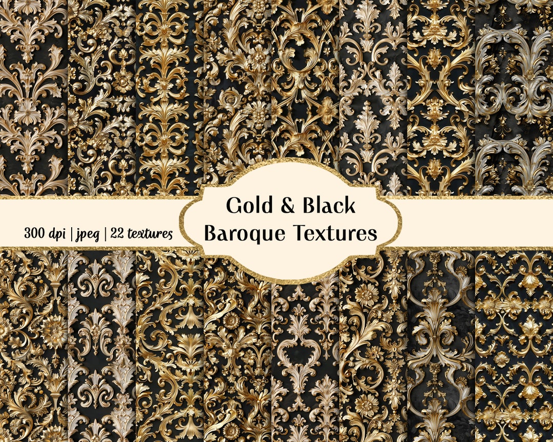 Gold and Black Seamless Baroque Textures, Commercial Use - Etsy