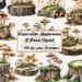 Watercolor Mushrooms, Moss and Wood Clipart, Commercial Use - Etsy