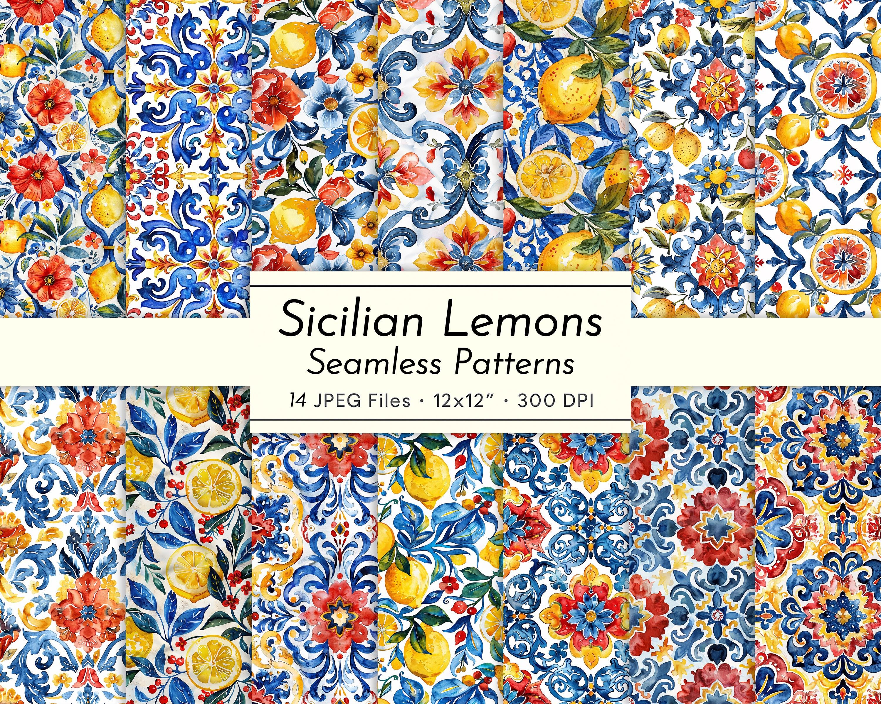 Watercolor Sicilian Lemons Seamless Patterns – Lemon Digital Paper ...