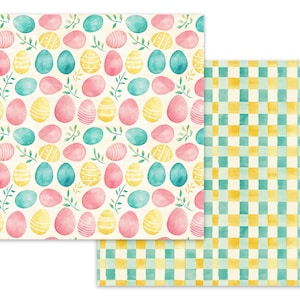 Pastel Easter Seamless Patterns, Printable Scrapbook Paper, Watercolor ...
