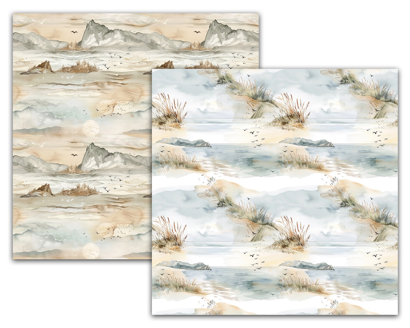 Watercolor Beach Seamless Patterns, Commercial Use - Etsy