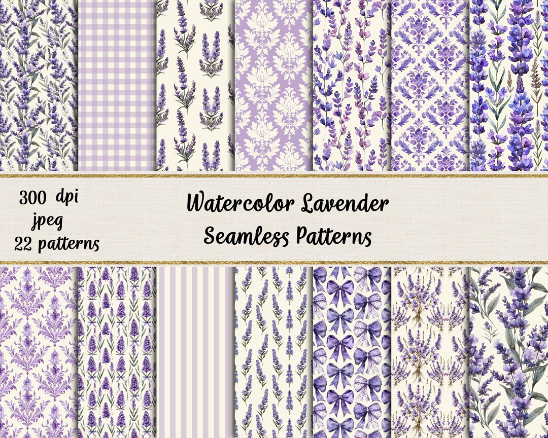 Watercolor Lavender Seamless Patterns - Etsy