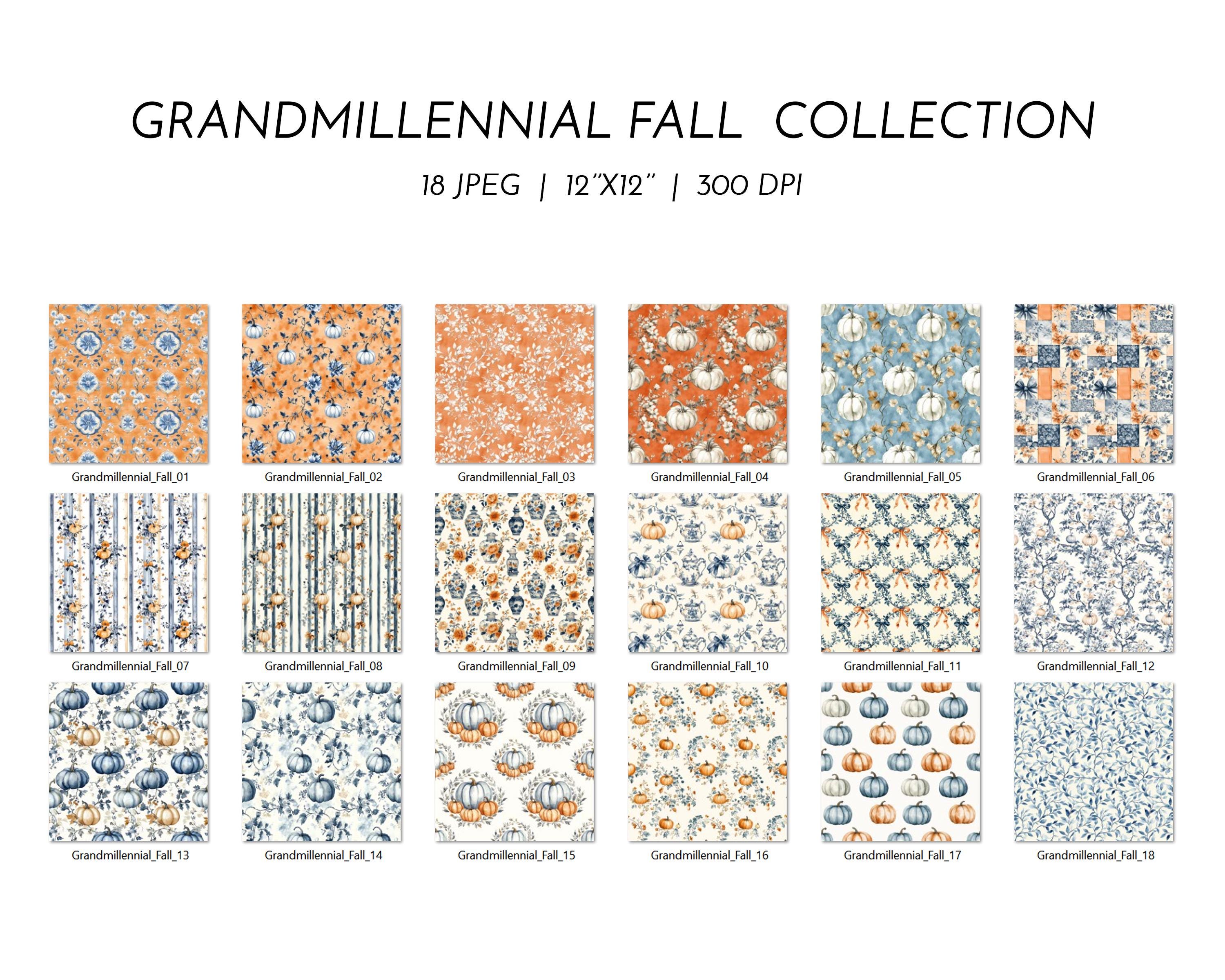 Fall Seamless Patterns: Pumpkin Toile & Chinoiserie Prints (commercial ...