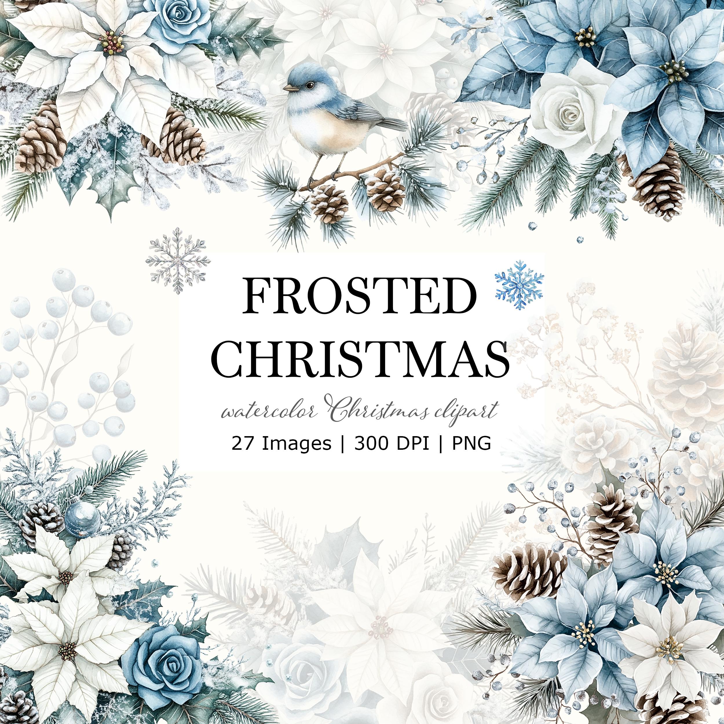 Watercolor Christmas Clipart | Winter Floral PNG Elements (digital ...
